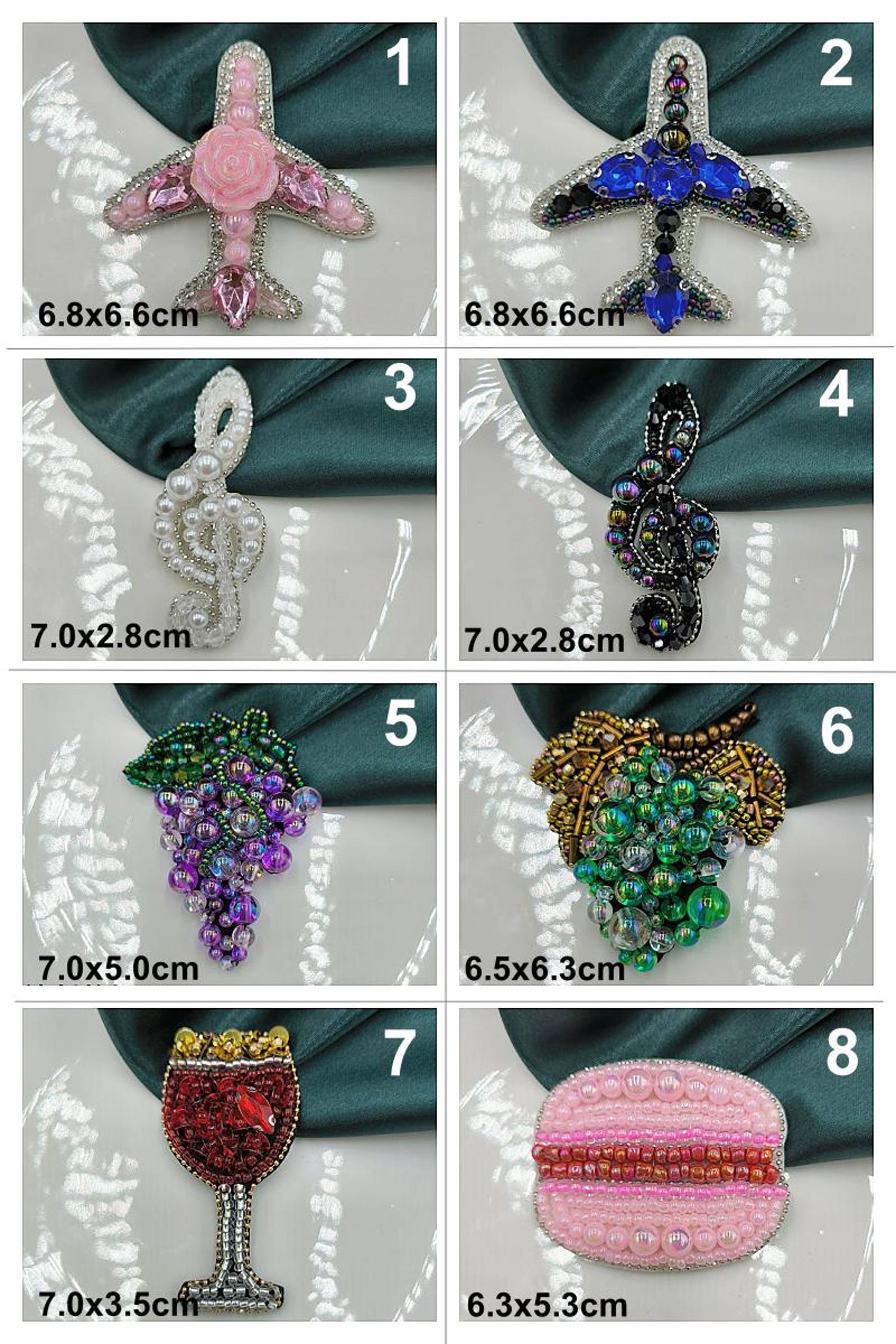 Crystal Fabric Beaded Grape Plane Music Glass Badge Applique Sew on ...