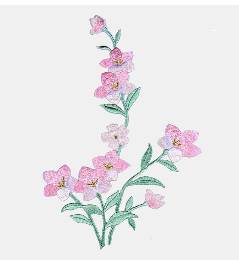 27x18cm Fabric Embroidery Orchid Flower Applique Pink Blue - Etsy