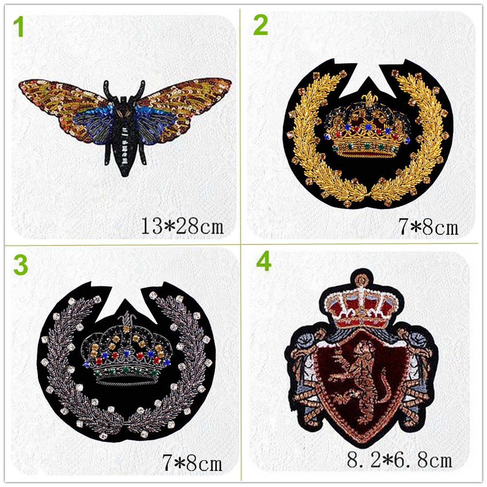 Crystal Sequins Beaded Moths Butterfly Bee Crown Heart Badge - Etsy