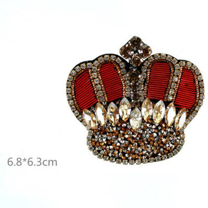 6.8x6.3cm Crystal Beaded Crown Applique Sew on Applique Cloth - Etsy