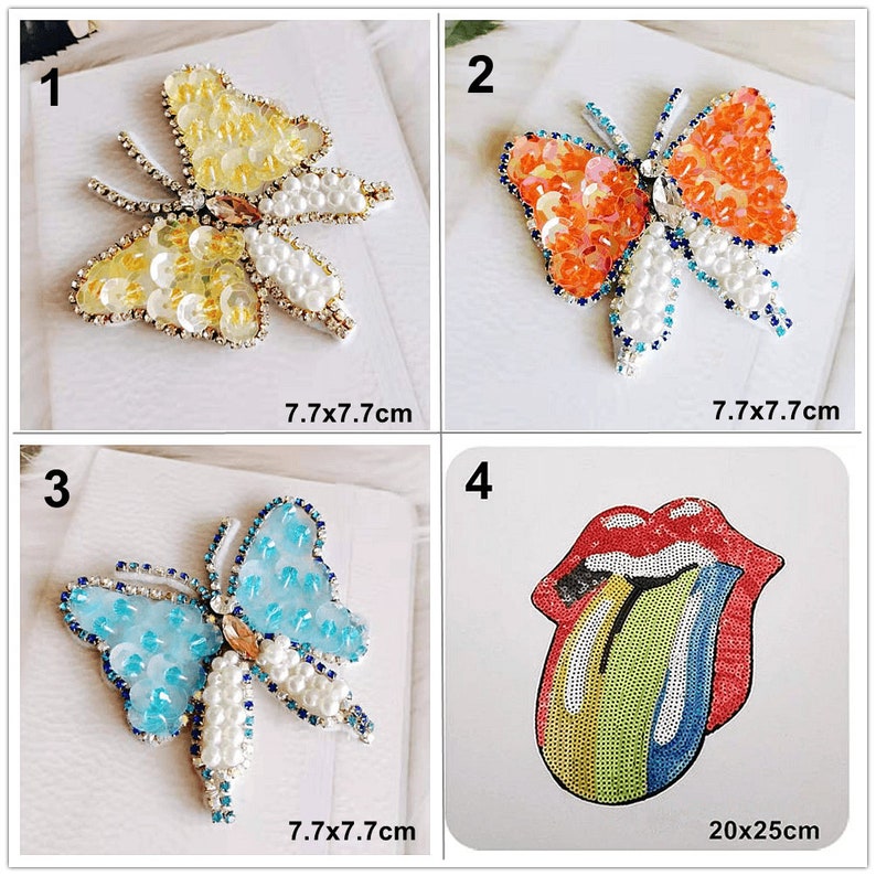 Sequins Beaded Butterfly Lip Lips Applique Cloth Patch DIY - Etsy