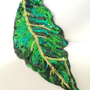 Glitter Sequins Green Leaf Applique Plant Cloth Stickers DIY Garment ...