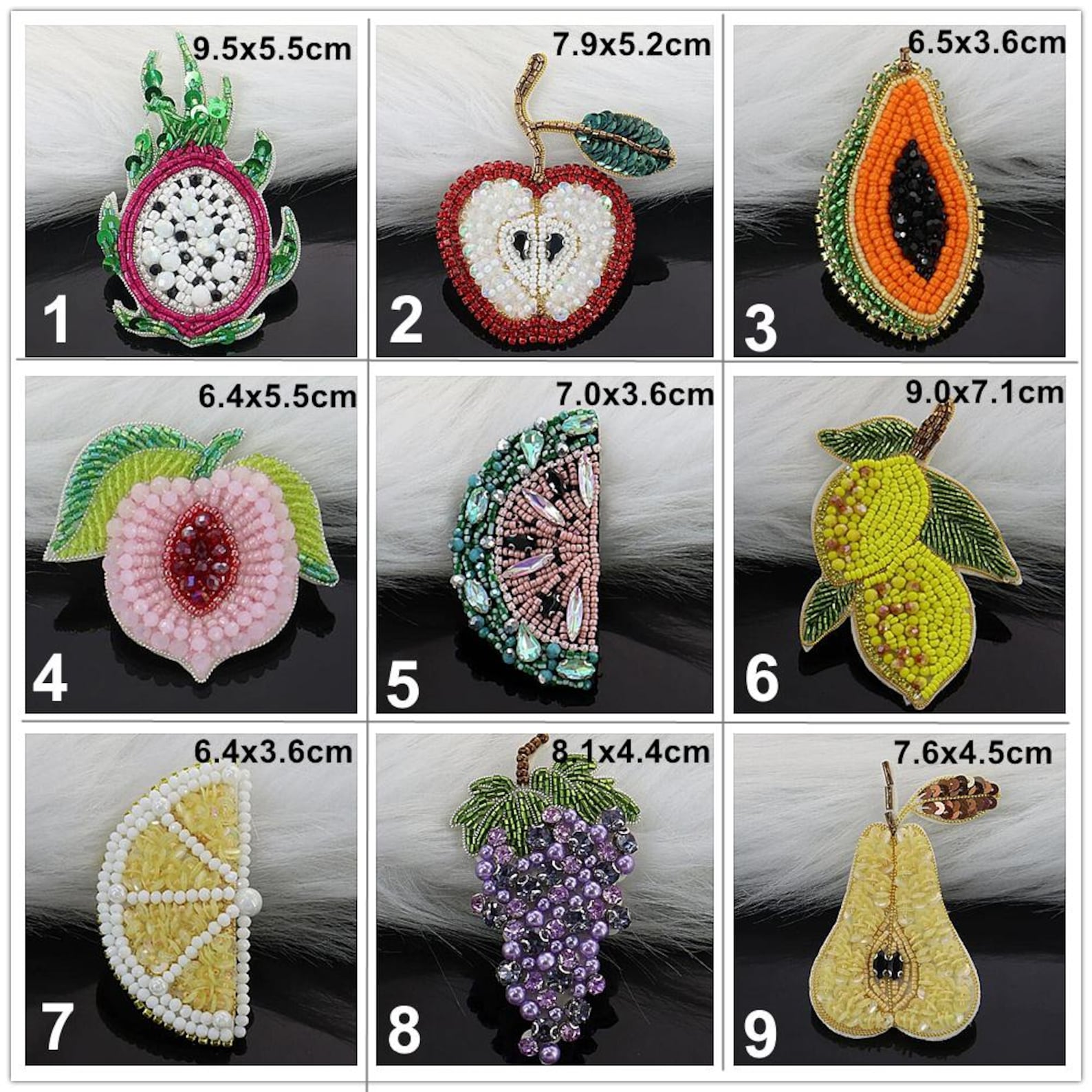 Crystal Beaded Dragon Fruit Grape Cherry Papaya Mushroom Apple Orange ...