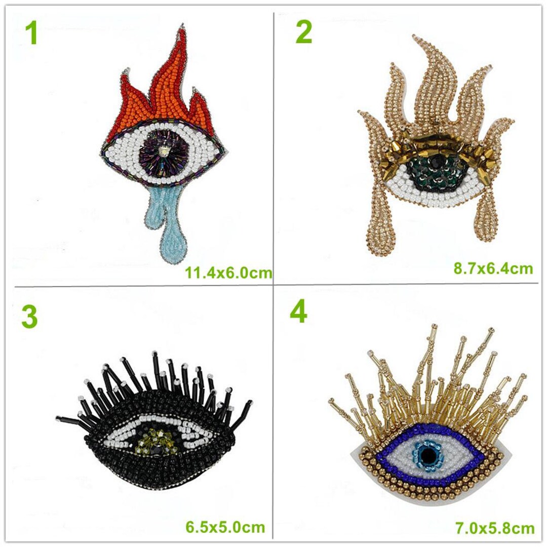 Crystal Beaded Eye Eyes Applique Cloth Patch DIY Garment Accessories ...