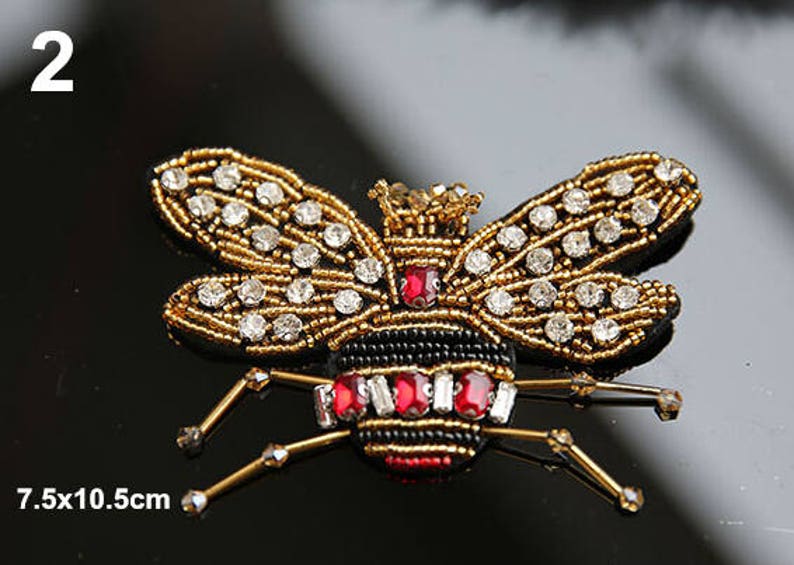 Crystal Sequins Beaded Queen Bee Snake Applique Cloth DIY - Etsy