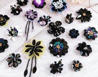 Paillettes Applique de fleur violet cristal perles bricolage broche ...