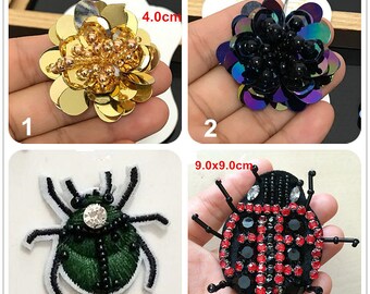 Crystal glitter Beaded Bird Applique Flying Bird cloth