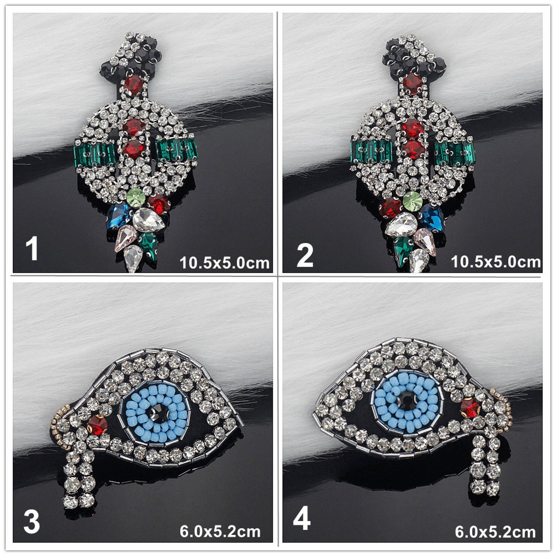 Crystal Beaded Eye Badge Eyes Applique Patch DIY Brooch Badge Craft ...