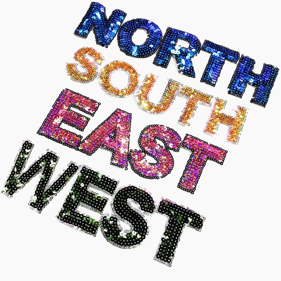 Sequins Beaded English Letters North South East West Tell Me | Etsy