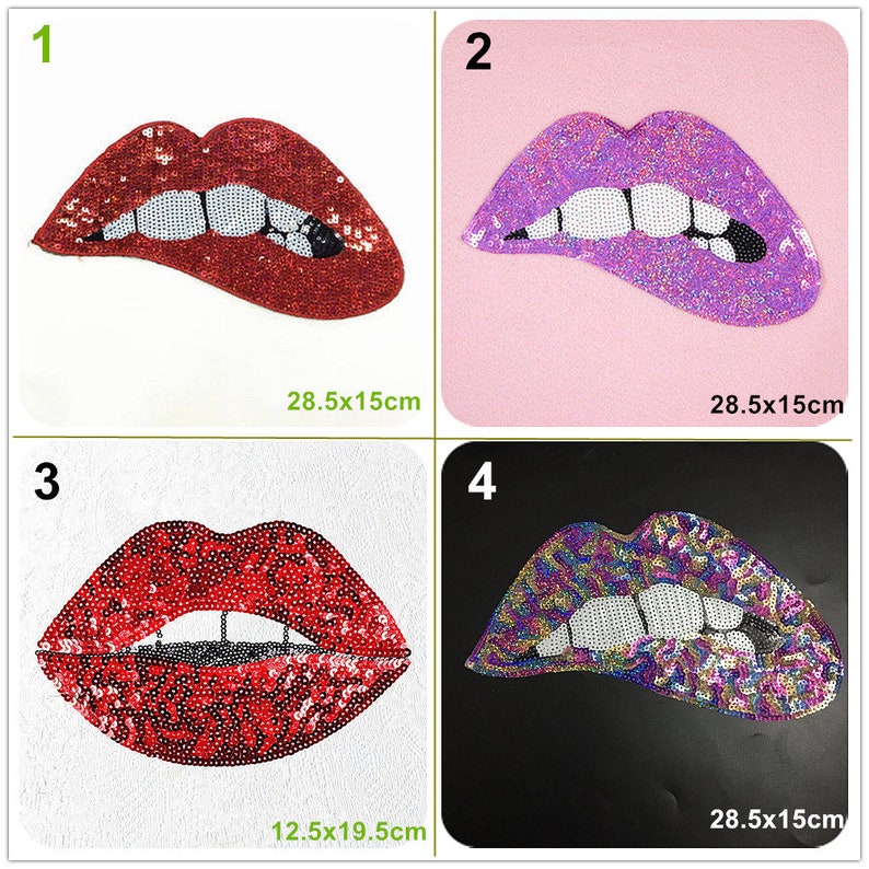 Sequins Fabric Pink Red Lip Applique Stunning Lips Cloth Patch - Etsy