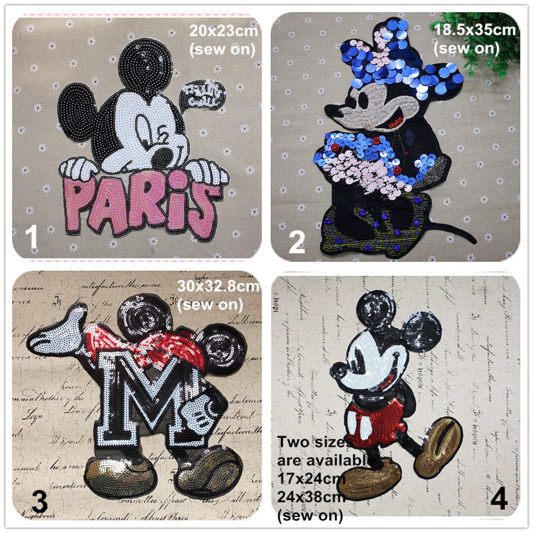 Sequins Beaded Mickey Mouse Applique Animation Patch Cool - Etsy