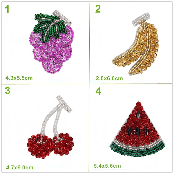 Crystal Beaded Grape Banana Cherry Watermelon Fruit Appliques | Etsy