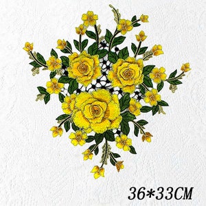 One Set of Single Color Fabric Embroidery Flower Branches Appliques ...