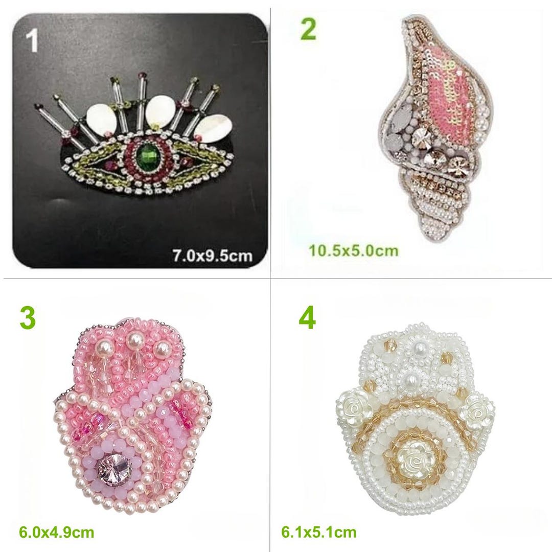 Sequins Crystal Beaded Vivipara Snail Palm Applique Cloth Patch DIY ...