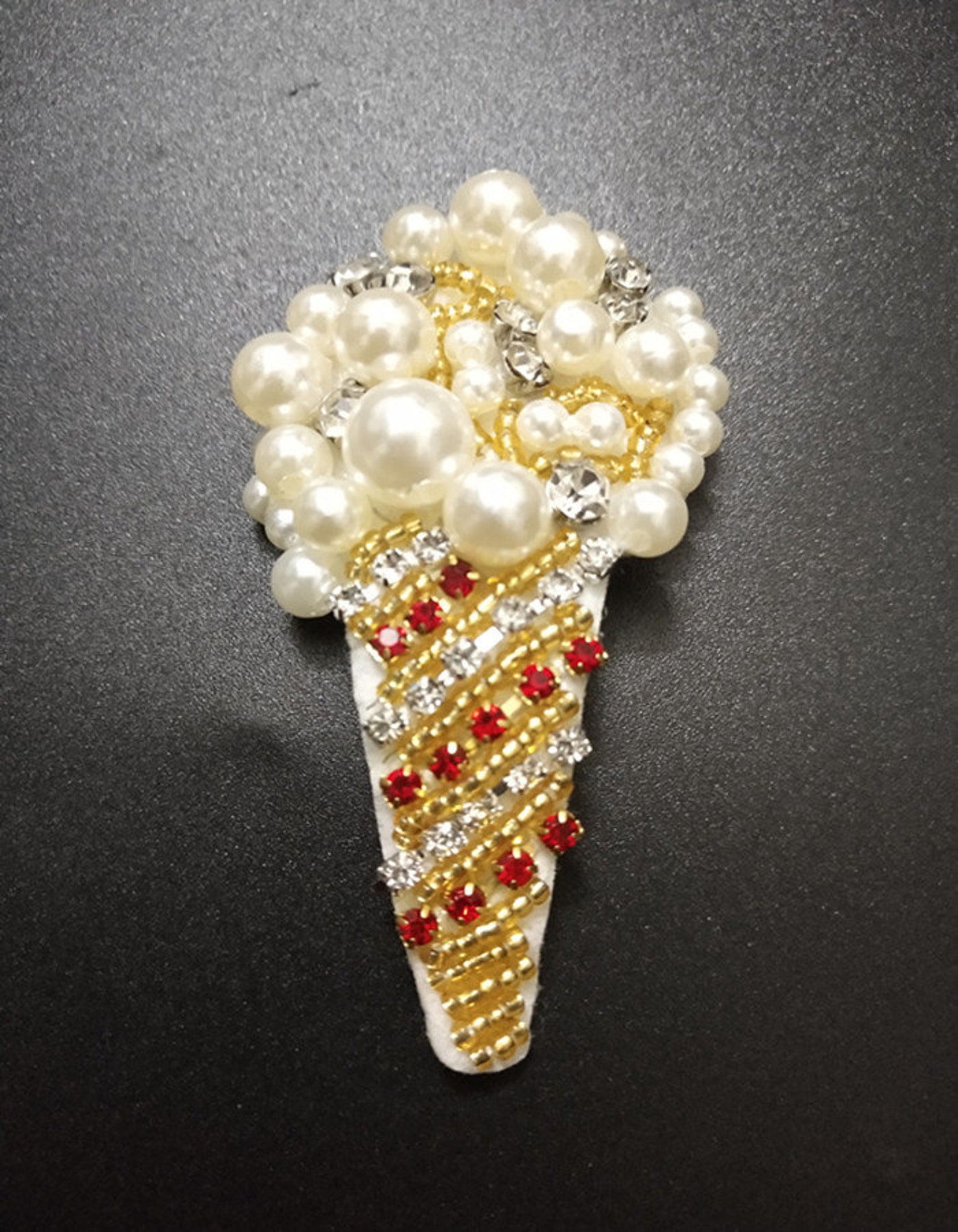 3.6x7.0cm Crystal Pearl Crystal Beaded Ice Cream Applique | Etsy