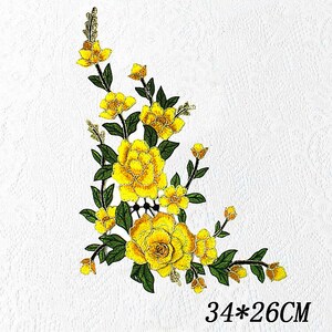 One Set of Single Color Fabric Embroidery Flower Branches Appliques ...