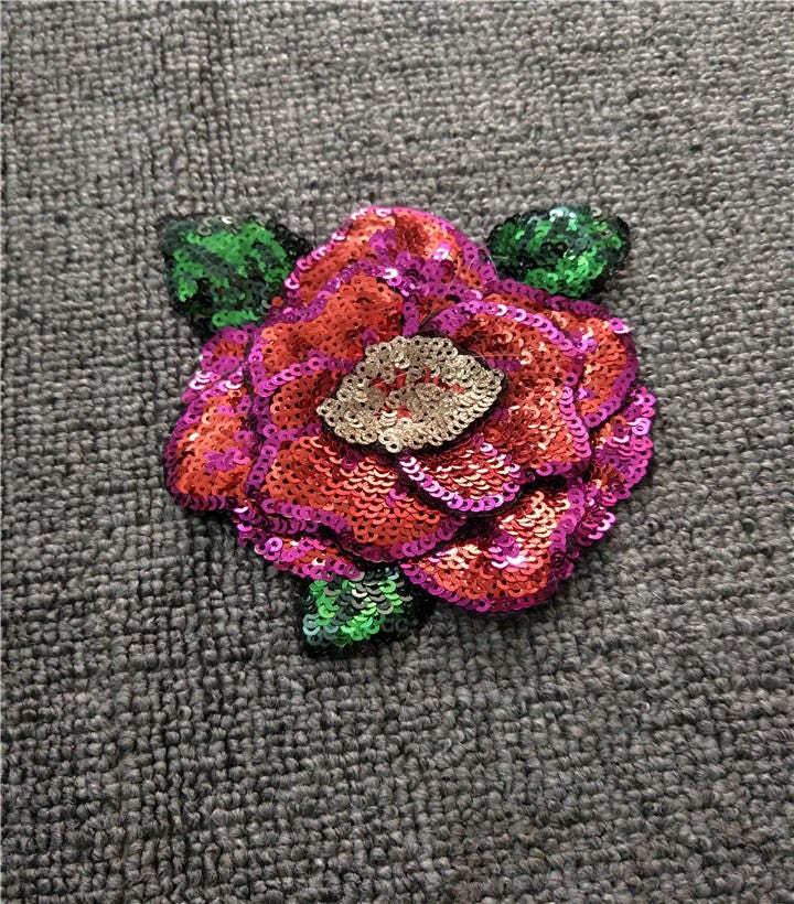 Glitter Sequins Rose Flower Applique Valentine Cloth Patch DIY | Etsy