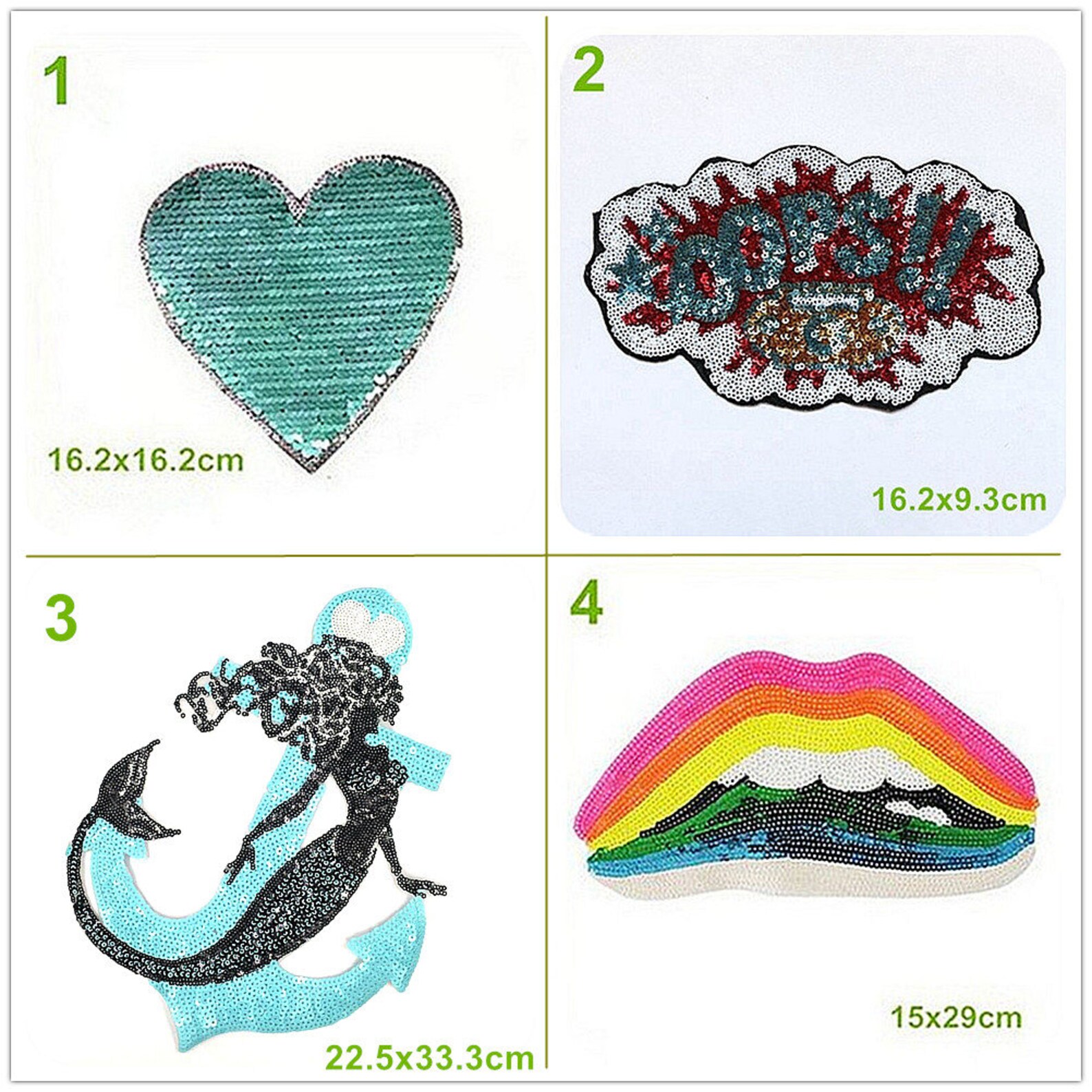 Sequins Beaded Heart Mermaid Lips Applique Letter Lip Cloth - Etsy