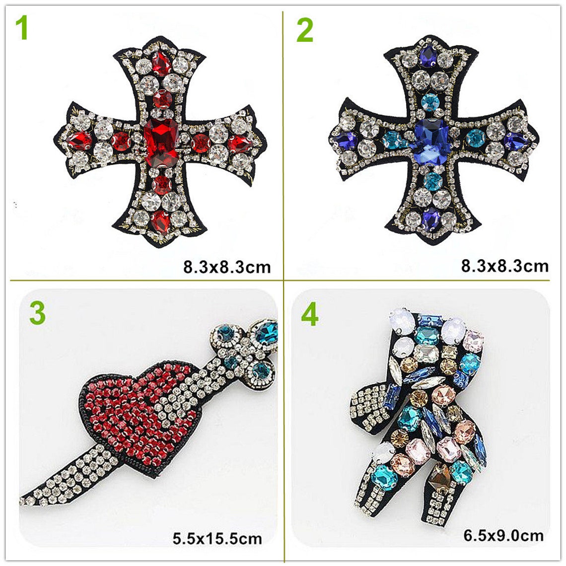 Crystal Beaded Crosss Heart Love Applique Badge Cloth Patch - Etsy