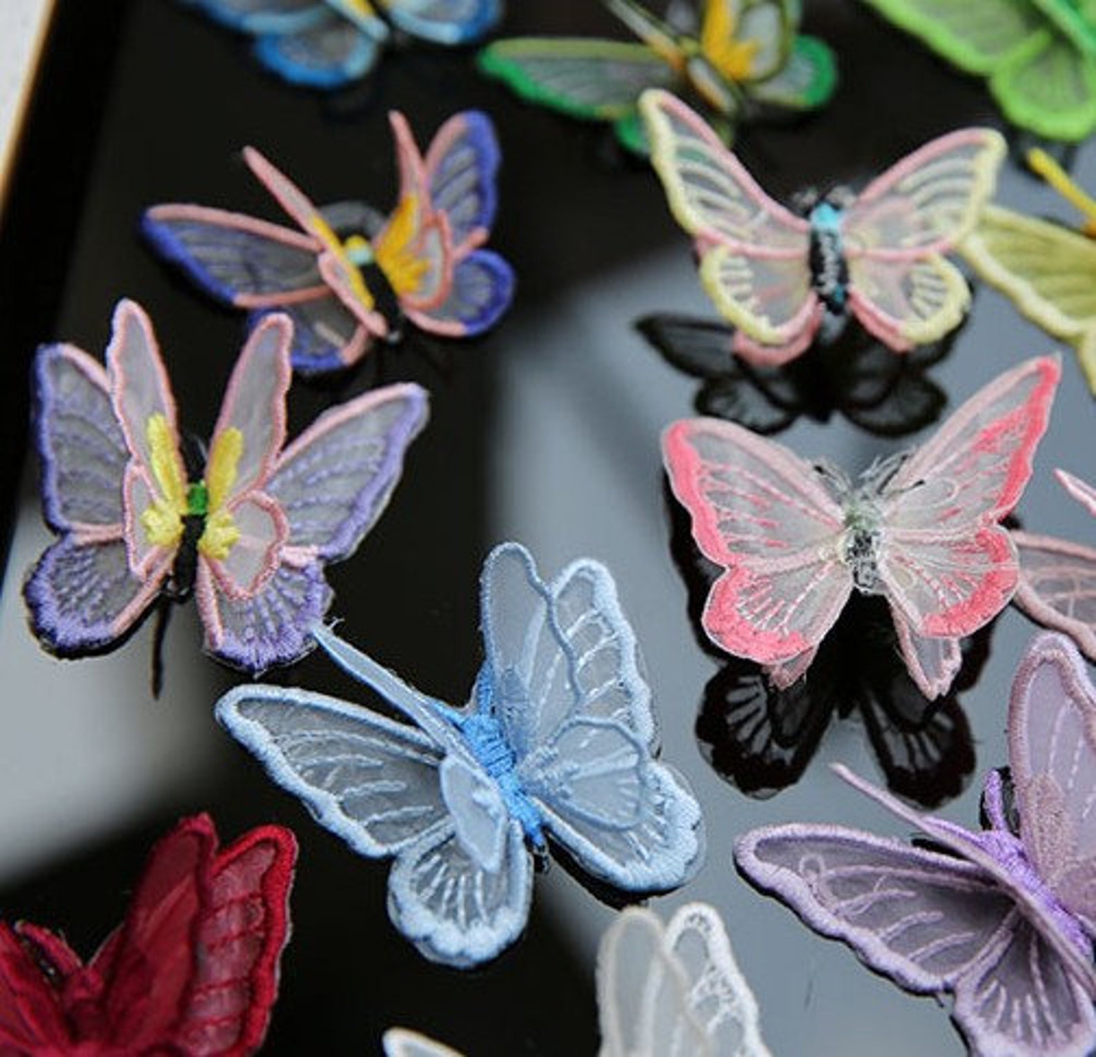 Fabric Transparent Lace Color Layer Gauze Dream Color Butterfly ...