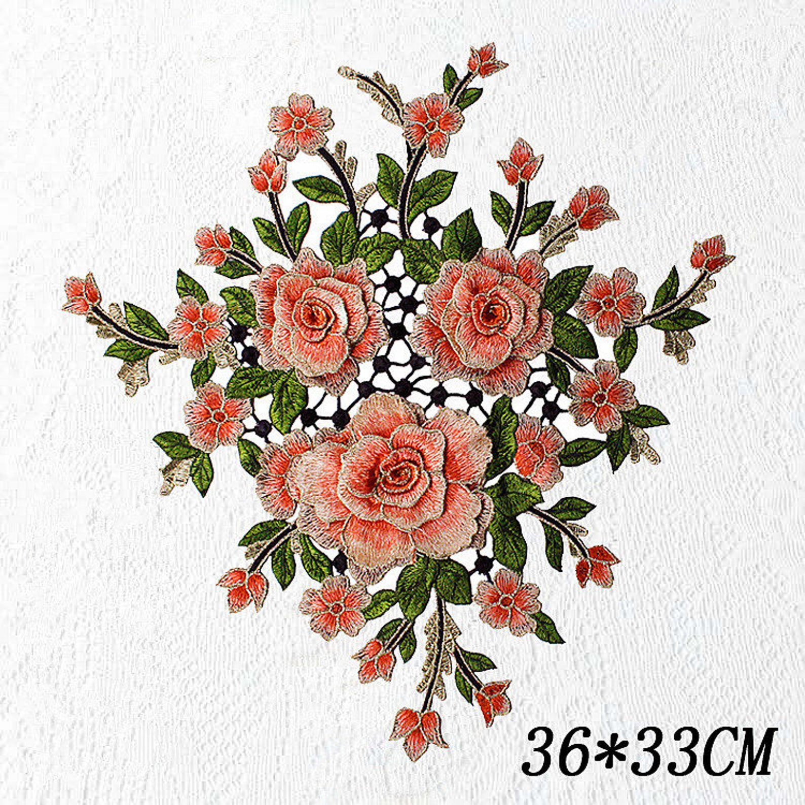 One Set of Single Color Fabric Embroidery Flower Branches Appliques ...