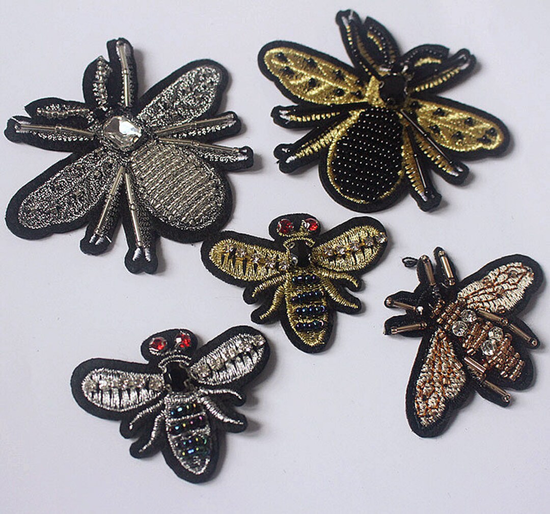 Crystal Glitter Beaded Bee Applique Insect Cloth Patch DIY Jacket ...