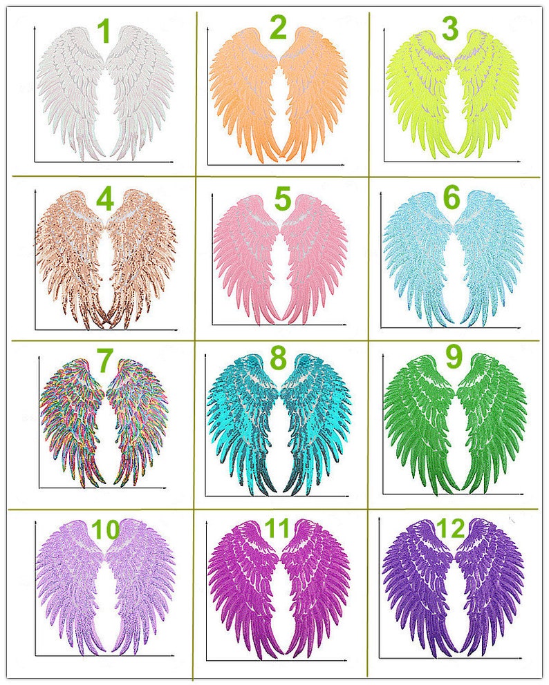 Pair of 17x33cm Single Color Glitter Angel Wing Applique Cloth Patch ...