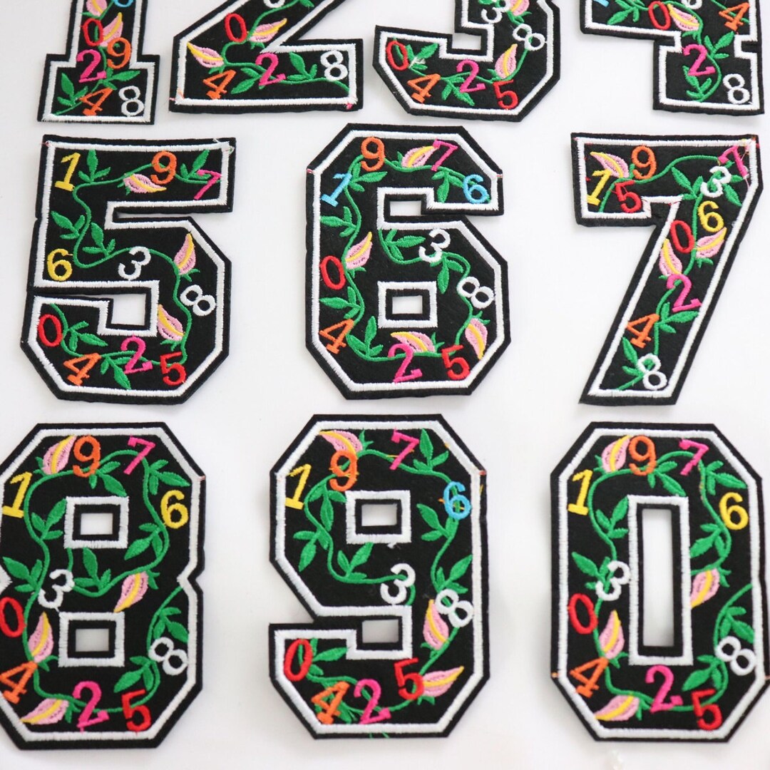 Fabric Embroidery Numbers 0 to 9 Number Appliques Arabic Numerals Cloth ...