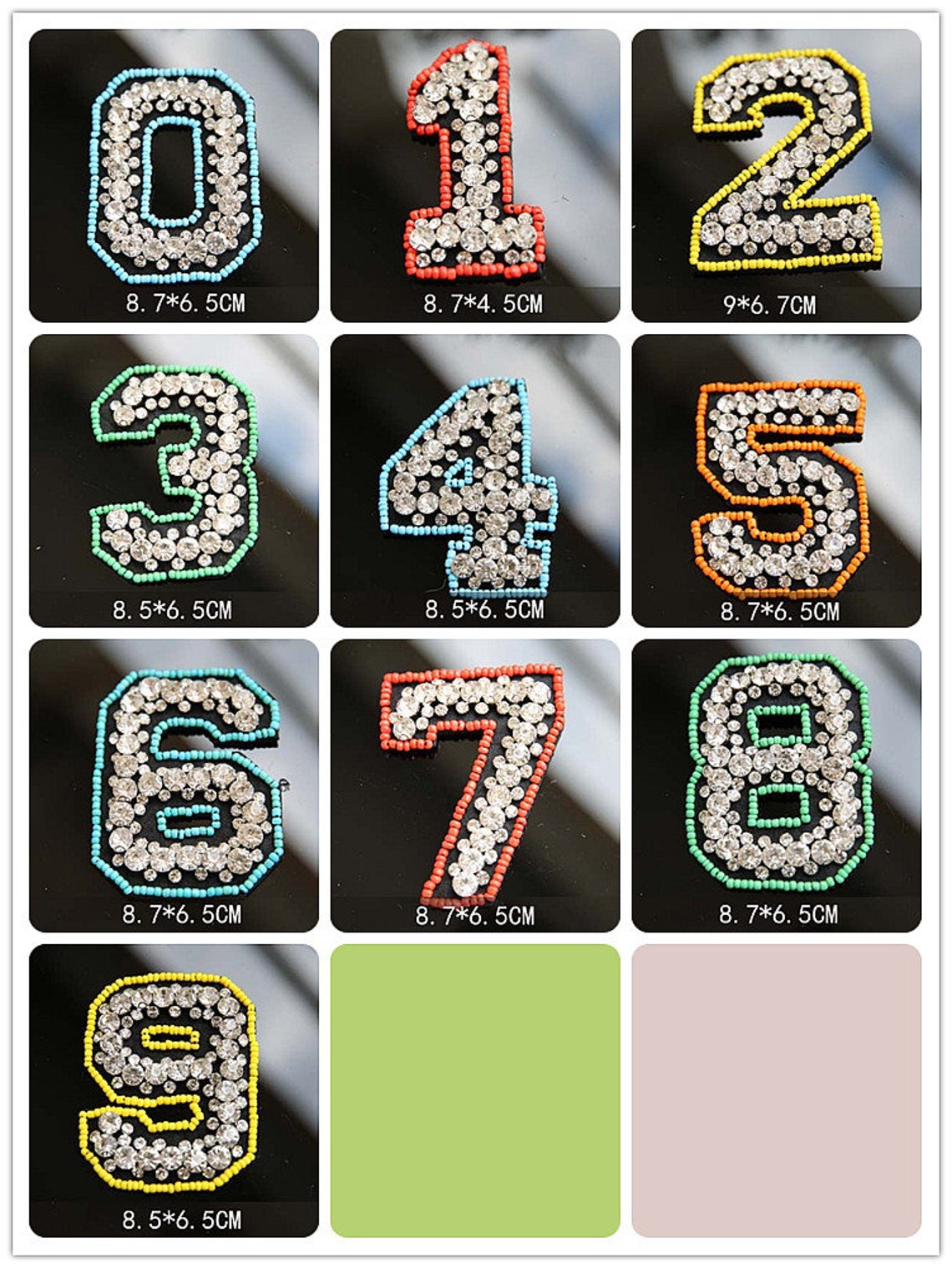 Fabric Crystal Beaded Color Numbers 0 to 9 Number Appliques | Etsy