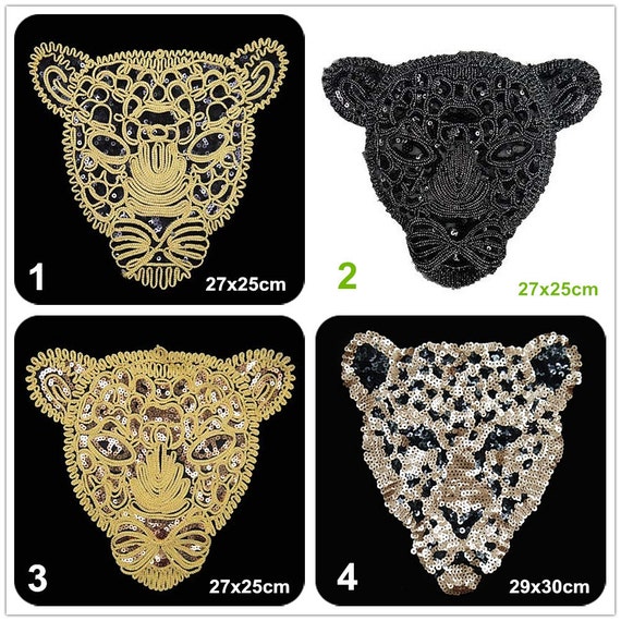 Sequins Fabric Applique Leopard cloth handsew applique DIY | Etsy