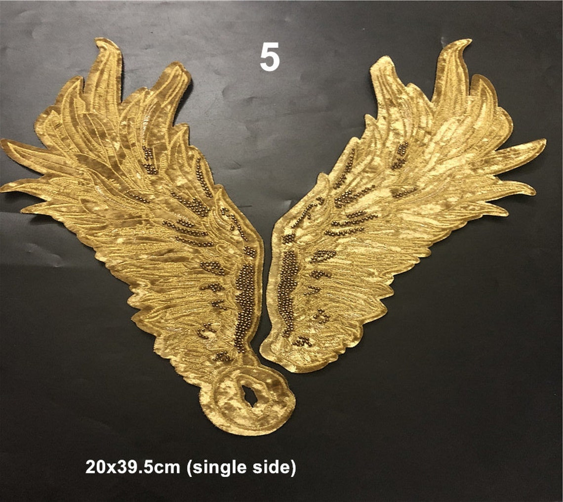 Pair of Fabric Beaded Angel Devil Wing Applique Wings Cloth - Etsy