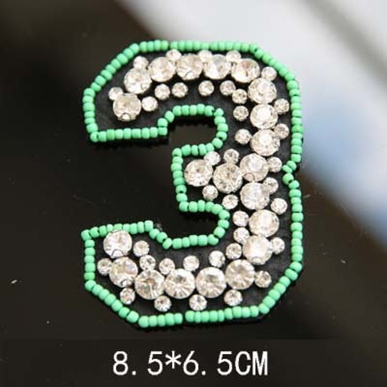Fabric Crystal Beaded Color Numbers 0 to 9 Number Appliques - Etsy