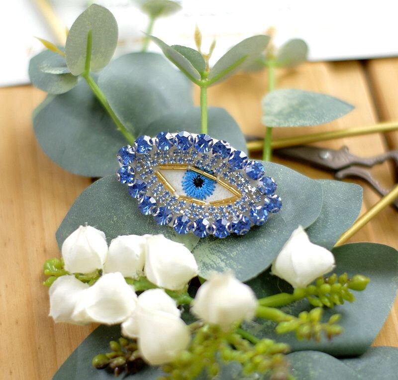 Crystal Beaded Eyes Heart Eye Applique Badge Cloth Patch Sew | Etsy