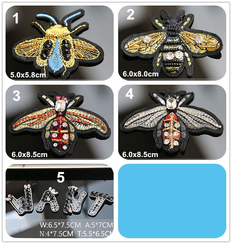 Crystal Beaded Bee Appliques Beaded Want Letters Sew on Cloth - Etsy