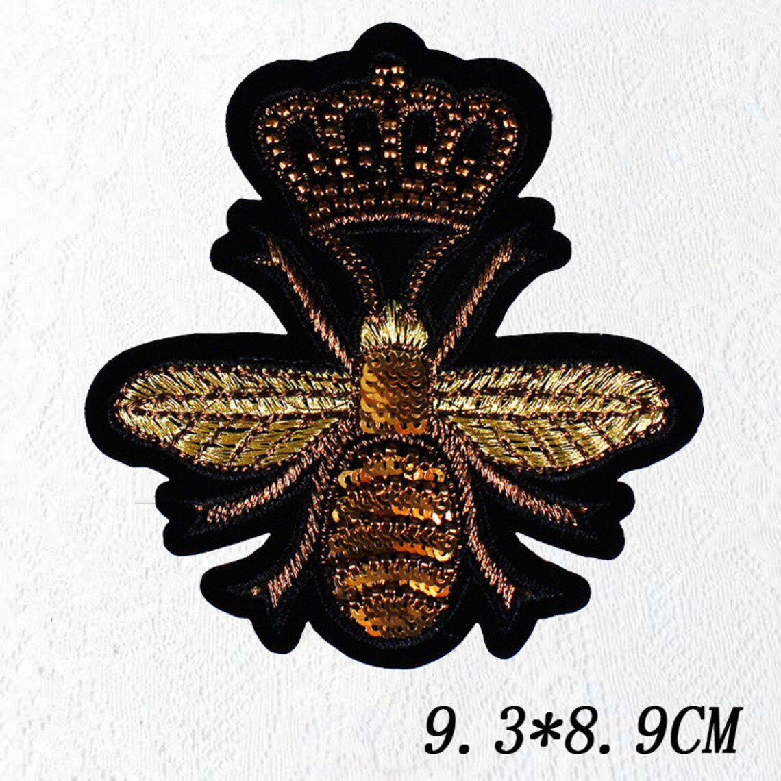 One Set Sequins Beaded Gold Crown Bee Appliques Wreath Bee | Etsy