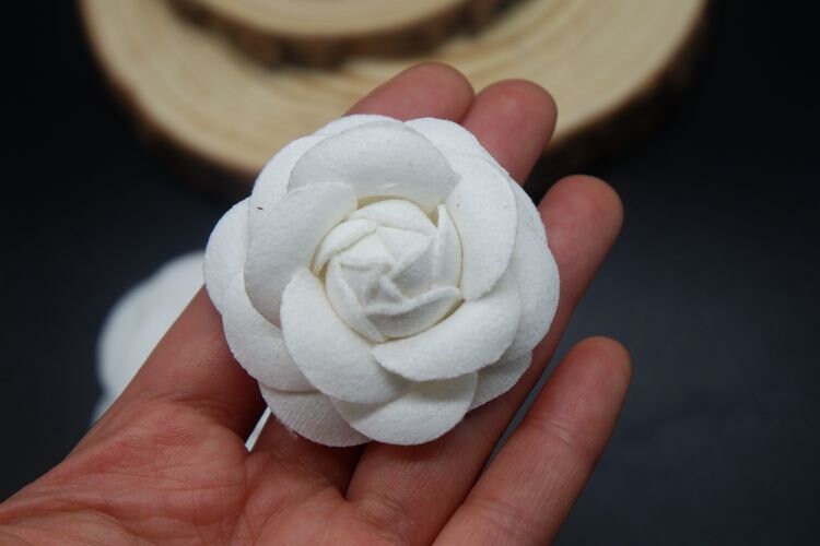 Fabric White Flower Applique Camellia Flower Cloth Patch Applique DIY ...