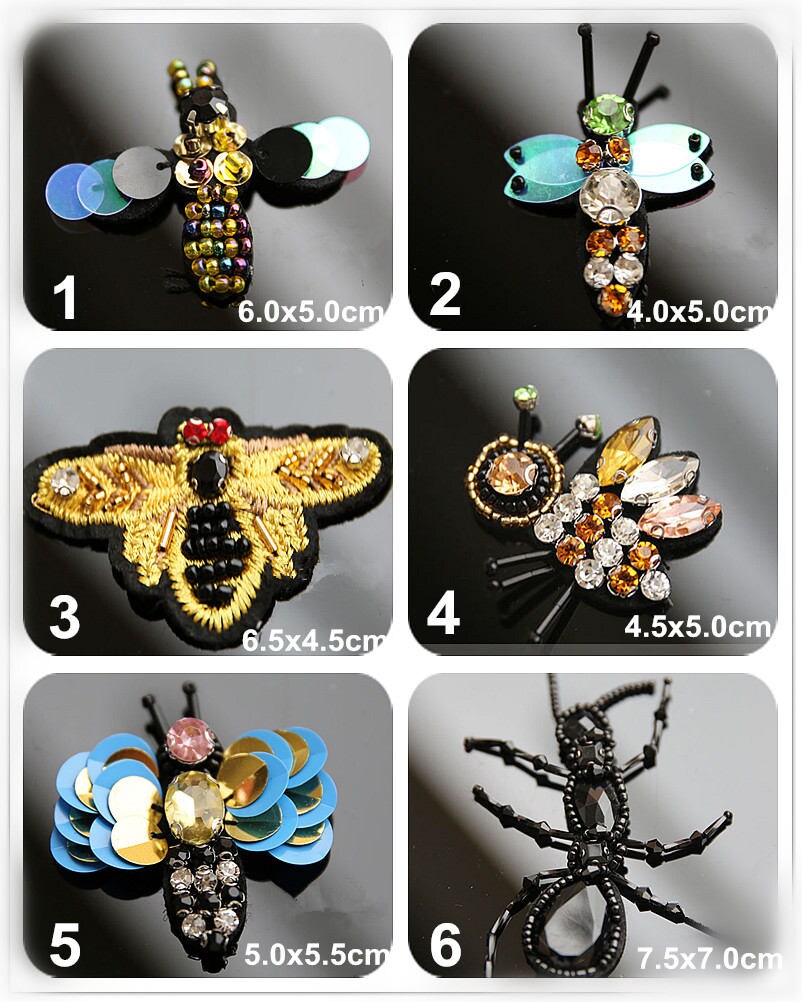 Crystal Glitter Beaded Ant Bee Applique Cloth Patch Sew on DIY - Etsy