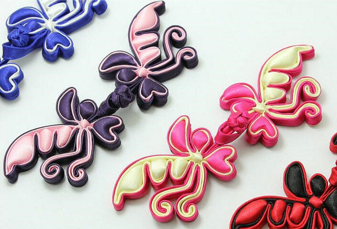 10x3.5cm Tradition Cloth Button Butterfly Silk Button DIY Garment ...