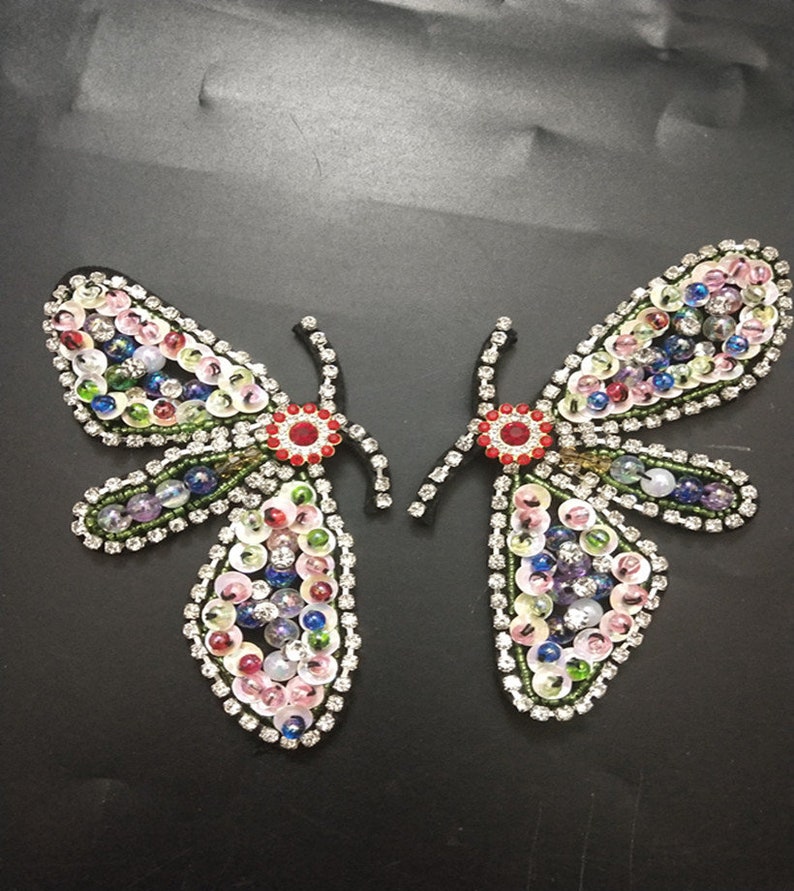 Crystal Beaded Open Eye Moth Crown Badge Applique Sew on Badge - Etsy