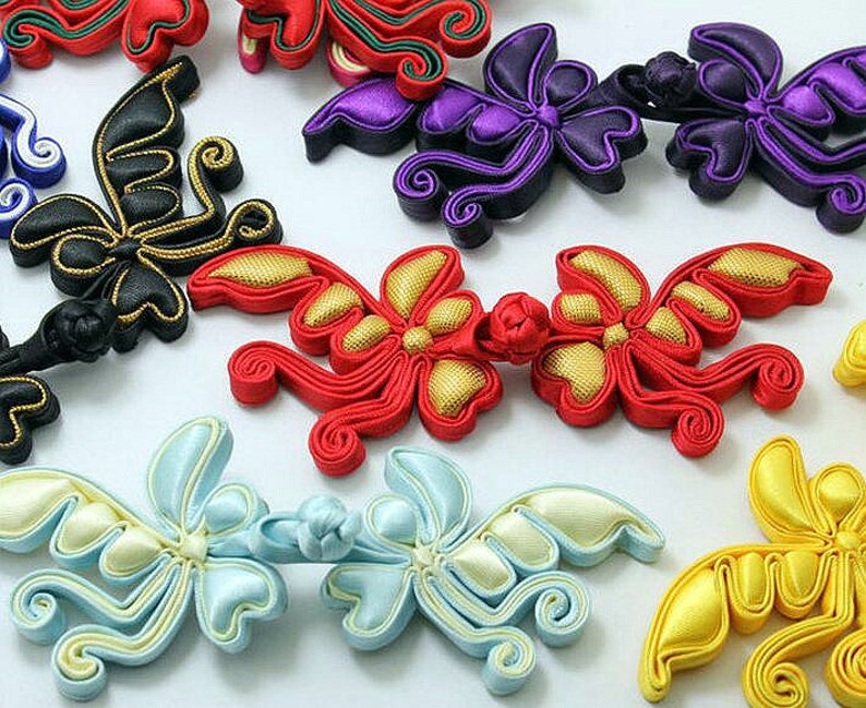 10x3.5cm Tradition cloth button Butterfly Silk Button DIY | Etsy