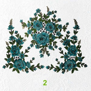 One Set of Single Color Fabric Embroidery Flower Branches Appliques ...