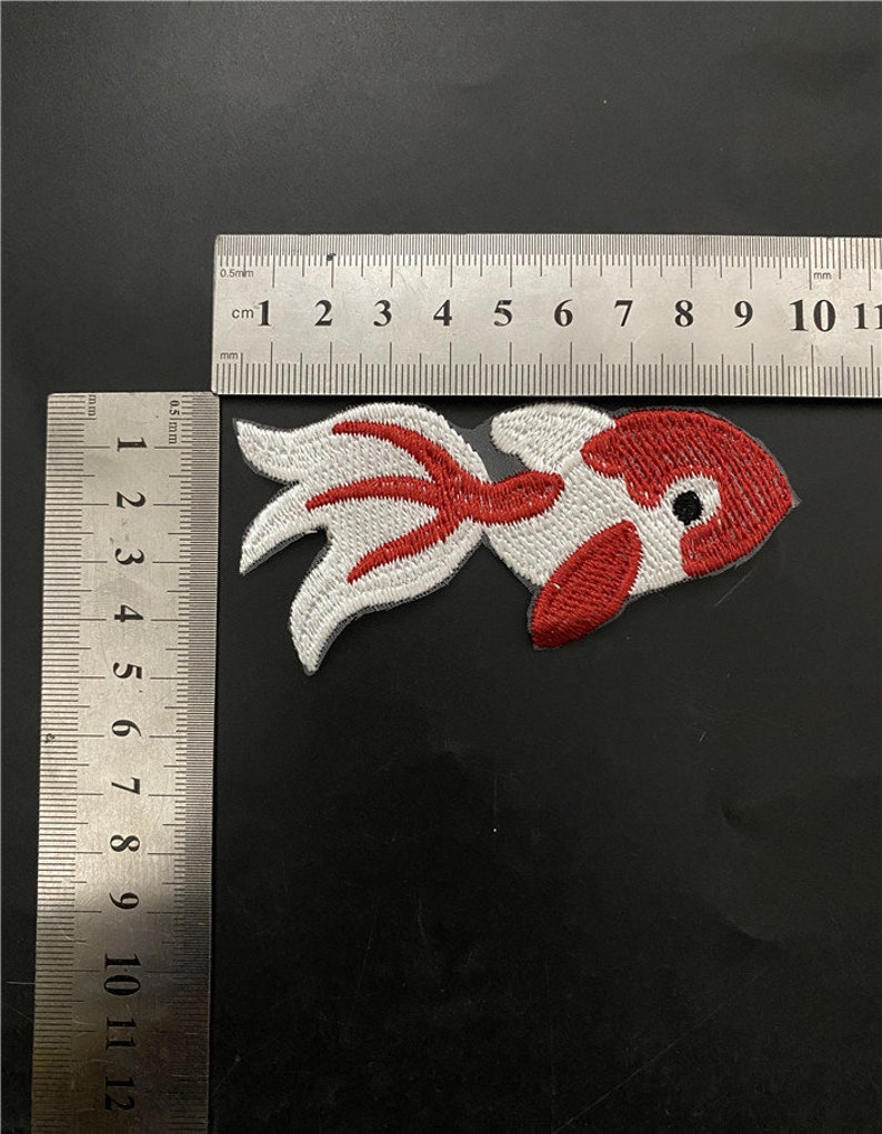 One Pair Fabric Embroidery Gold Fish Applique Cool Cloth Patch | Etsy