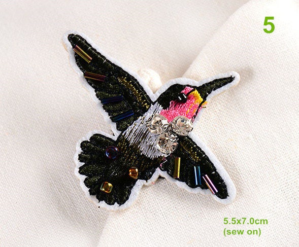 Crystal Glitter Beaded Bird Applique Flying Bird Cloth - Etsy