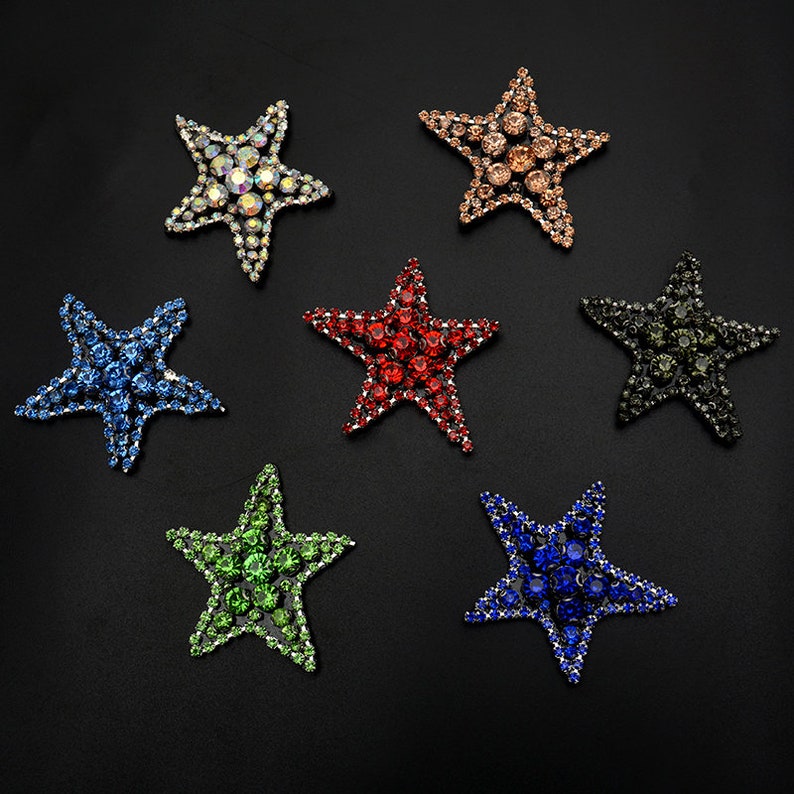 5.5x5.7cm Crystal Beaded Red Star Gold Blue Green Star | Etsy