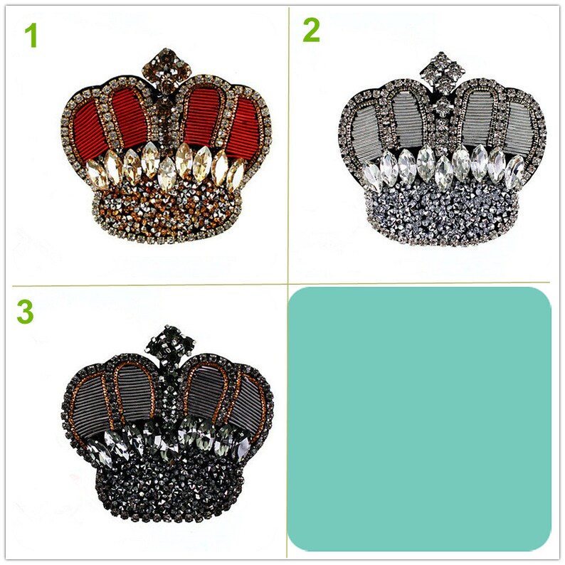 6.8x6.3cm Crystal Beaded Crown Applique Sew on Applique Cloth - Etsy