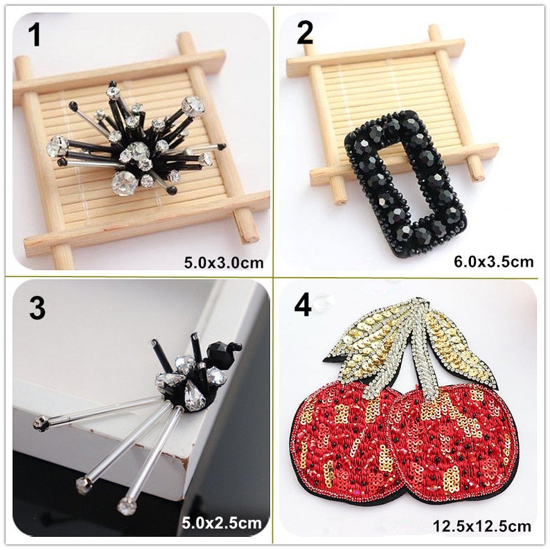 Crystal glitter Beaded Badge Cherry Applique cloth Patch DIY | Etsy