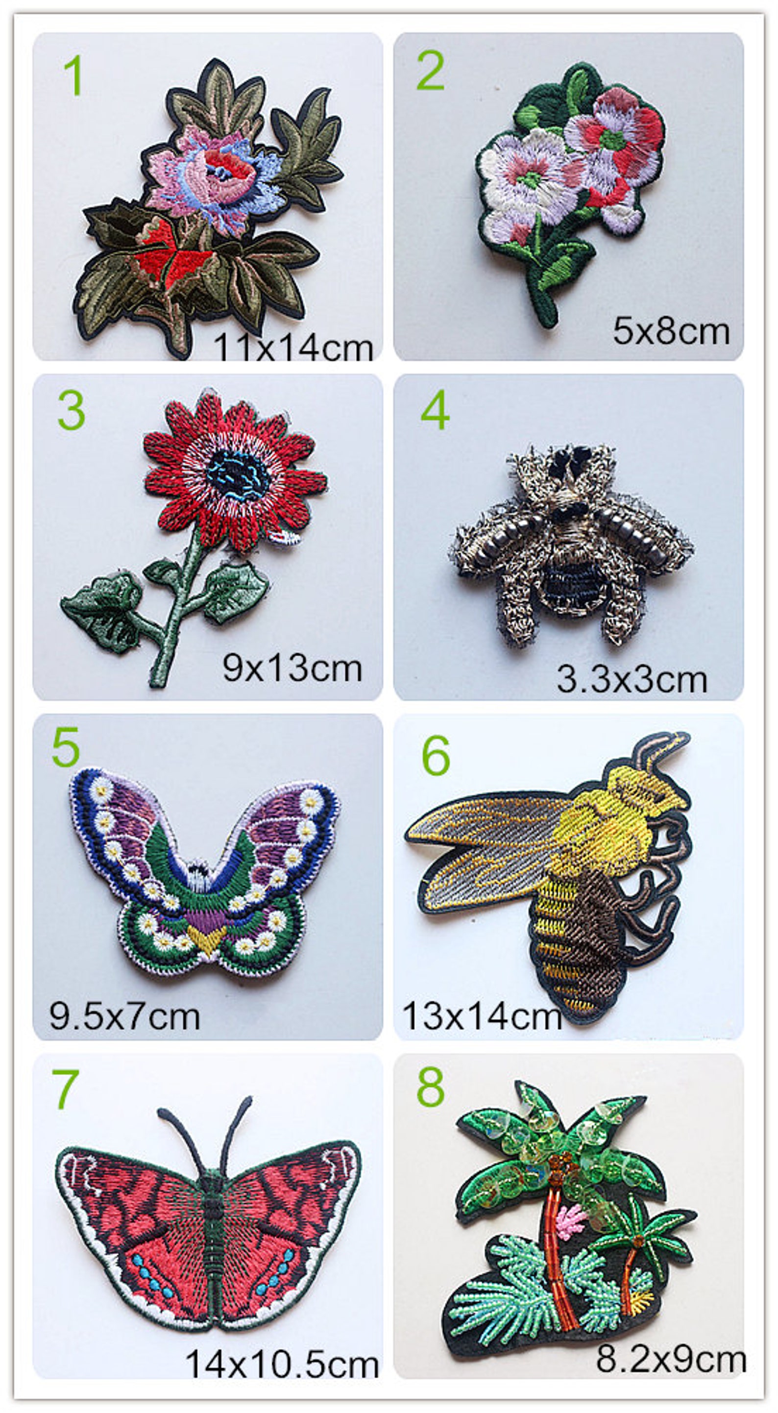 Embroidery Beaded Butterfly Bee Flower Cloth Stickers DIY Garment ...