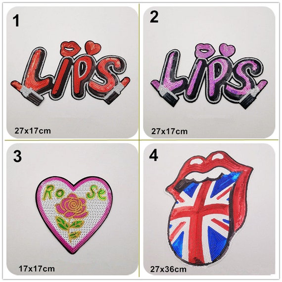 Glitter Sequins Beaded Fabric Lips Lip Letter Rose Heart | Etsy