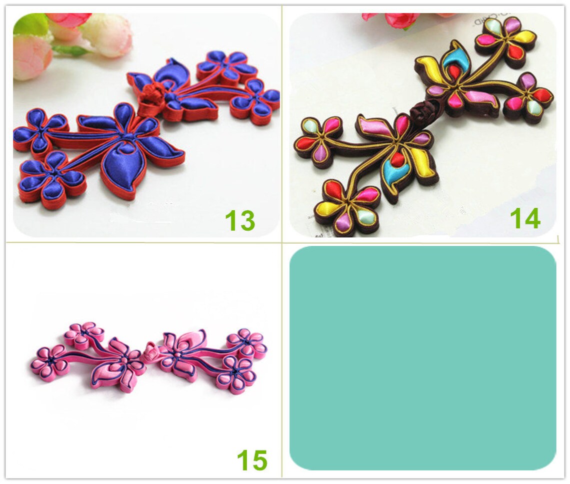Tradition Colorful Flower Folk Art Button DIY Cloth Garment Chinese ...