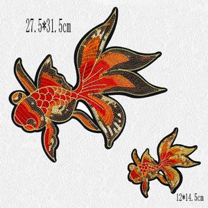One Set of Fabric Sequins Applique Gold Fish Sew on Applique DIY ...